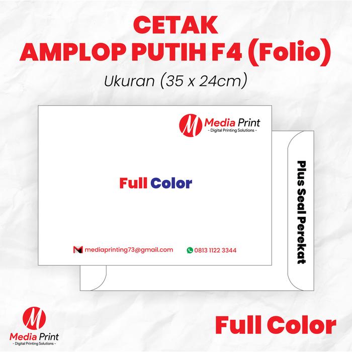 Jual Cetak Amplop Putih F4 - 35x24cm Custom - Full Warna - Kota ...