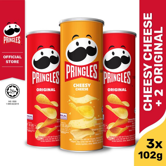 Promo [BUNDLE 3pcs] 2 Pringles Original 102g + 1 Pringles Cheesy Cheese 102g - Jakarta Timur ...