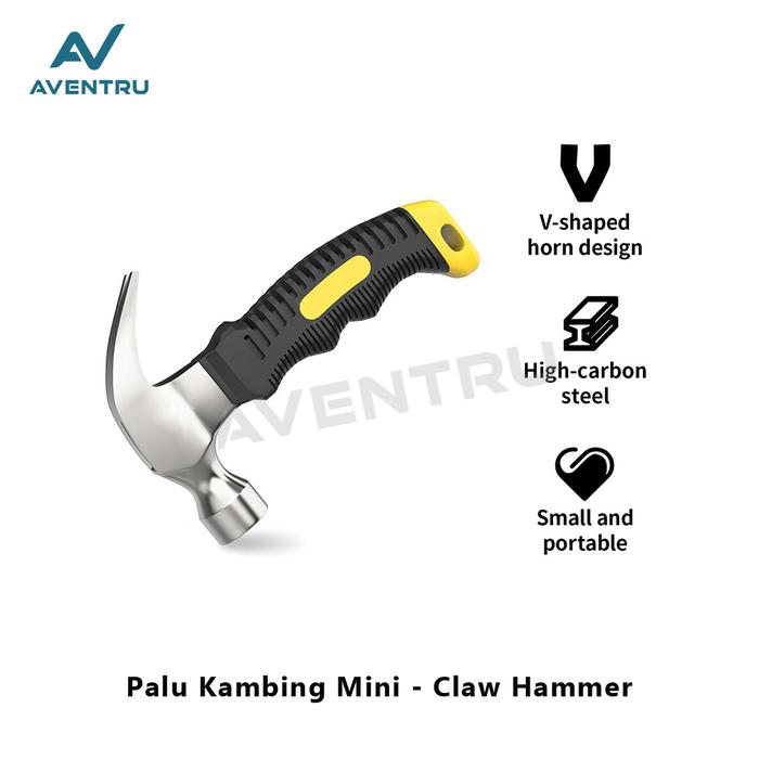 Jual Palu Kambing Besi Claw Hammer Mini Kecil Cebol Pendek Gagang Karet ...