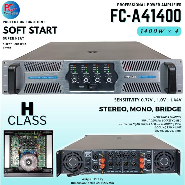 Jual Power Mixer Amplifier 4 Channel Firstclass FCA 41400 FC A41400 H CLASS - Jakarta Barat ...