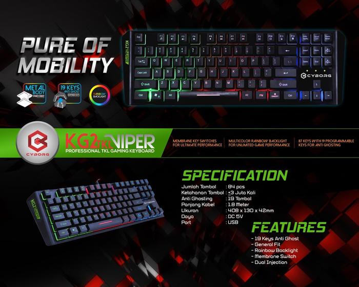 Jual Keyboard Cygborg KG2 TKL Viper - Keyboard Gaming Cyboard Viper KG2 ...