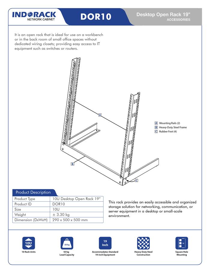 Jual Dor10 Desktop Open Rack 10u Indorack Depth 290mm Rak Modem ...