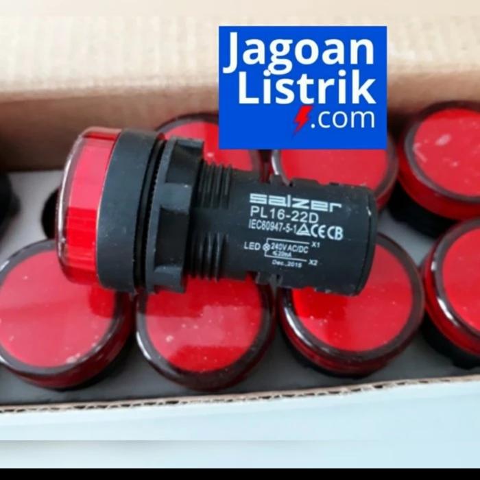 Jual Pilot Lamp LED 22mm 220V AC PL16-22D Salzer 220V - 240V Merah ...