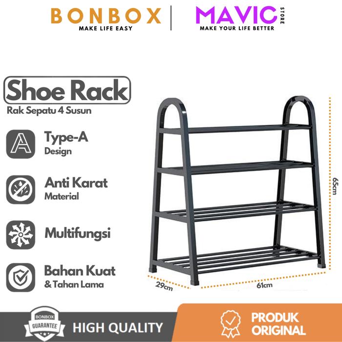Promo BONBOX BFS701 Rak Sepatu Sendal Serbaguna 4 Susun Baja Tipe A ...