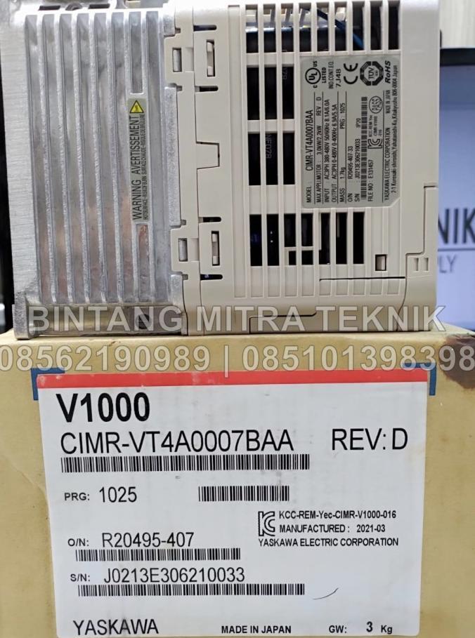 Jual Inverter Yaskawa V1000 Cimr-Vt4A0007Baa 2.2Kw/3.0Kw 3 Phase ...