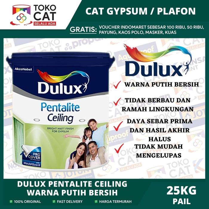 Jual Dulux Pentalite Ceiling White Supermatt Cat Plafond / Gypsum 25KG ...