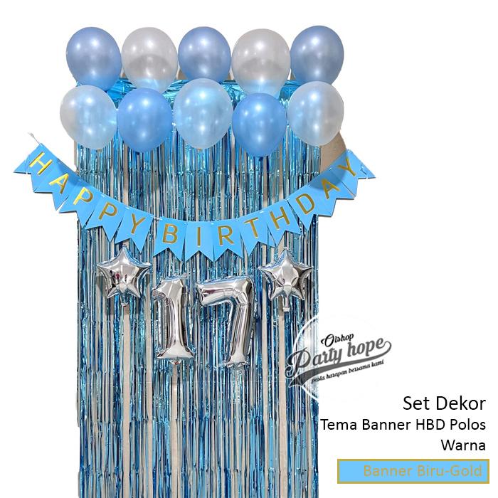 Promo paket dekor hbd banner polos / simpel dekorasi hbd elegan / set ...