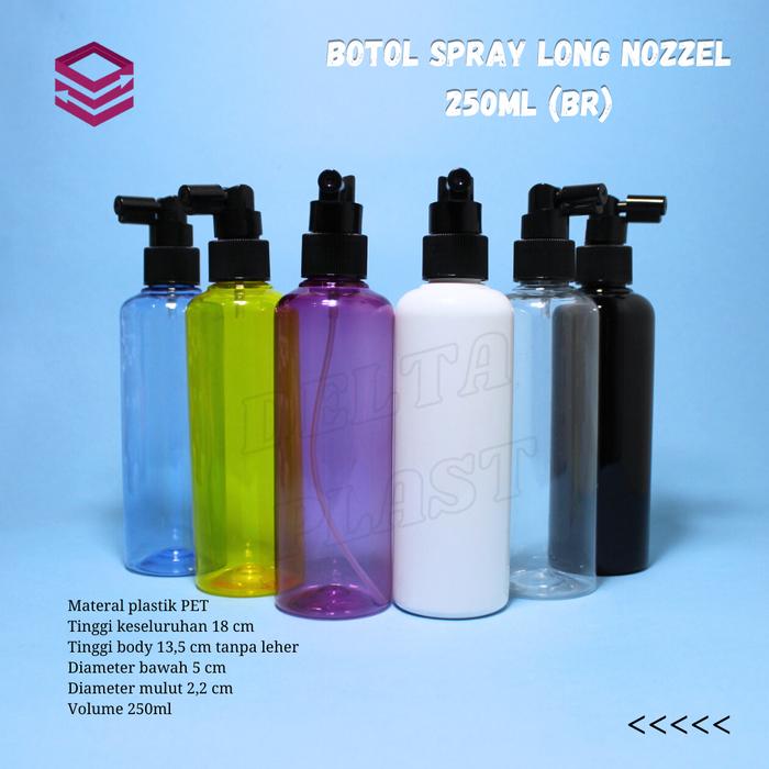 Jual Botol spray lonk nozzle 250ml tutup hitam / Botol spray 250 ml ...
