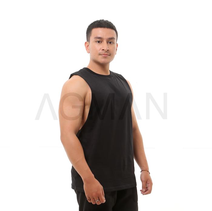 Promo AGMAN Basic Tank Top Low Cut Pria Kaos Gym Olahraga Fitness Sport ...