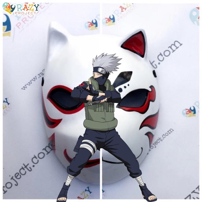 Jual Mask Topeng Kayu Cosplay Anime Kitsune Anbu Kakashi Hatake Naruto ...