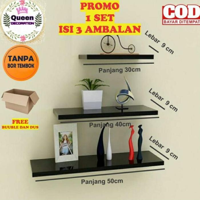 Jual Rak Dinding (1 Set 3 Pc) UK 50 40 30 Ambalan minimalis dekorasi ...