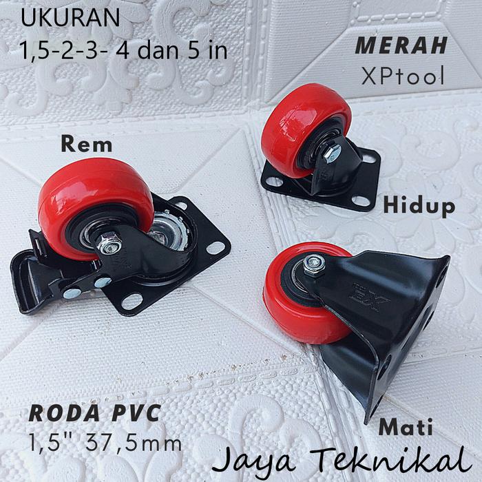 Jual RODA PVC TRIPLE S 4" INCH HIDUP MATI REM TROLLEY TROLI WHEEL KARET ...