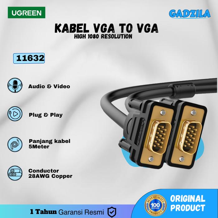 Promo UGREEN Kabel Connector VGA Male To VGA Cable Adapter Monitor PC ...