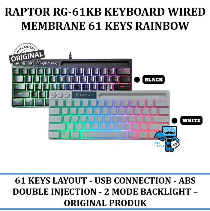 Jual Keyboard Raptor Rg-61kb Keyboard Wired Membrane 61 Keys Rainbow ...