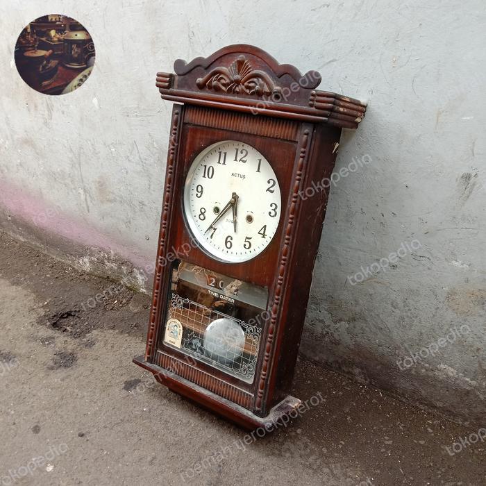 Jual Jam Antik Jam Dinding Jadul Lawas Jam Kayu Actus 30 Days Berfungsi ...