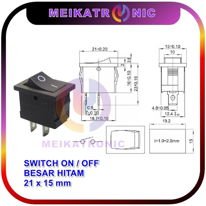 Jual Saklar Power On Off Mini Rocker Switch Besar Kecil Merah Hitam 2-P ...