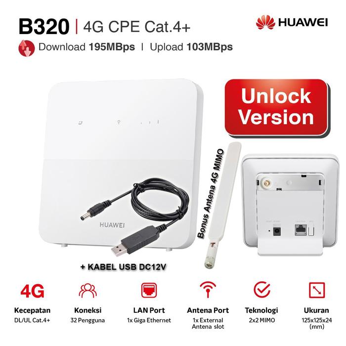 Jual Home Router Huawei 4G LTE B320 UNLOCK All Operator Garansi Resmi ...