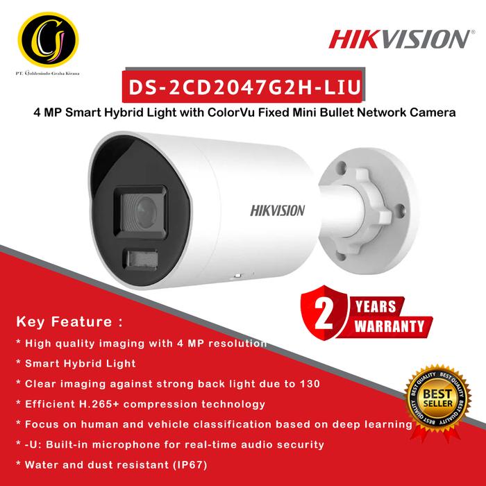 Jual DS-2CD2047G2H-LIU - HIKVISION IP CAM 4MP HYBRID COLORVU BULLET ...