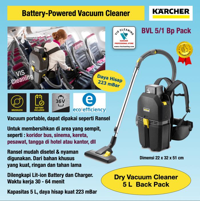 Jual Dry Vacuum Cleaner Karcher BVL 5/1 Bp pack (Backpack with Battery ...
