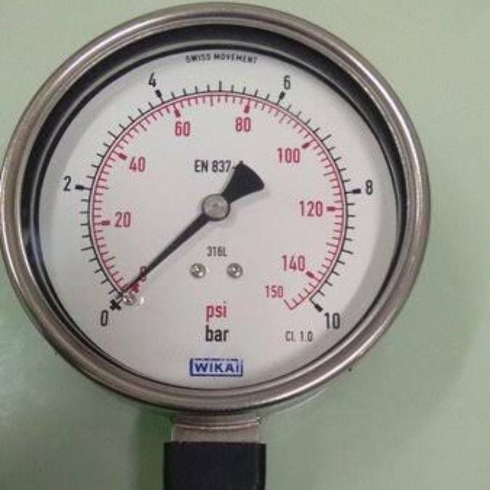 Jual 10 Kg / Bar PRESSURE GAUGE / MANOMETER WIKA 4" INCH DRAT 1/2" INCH BODY FULL STAINLESS ...