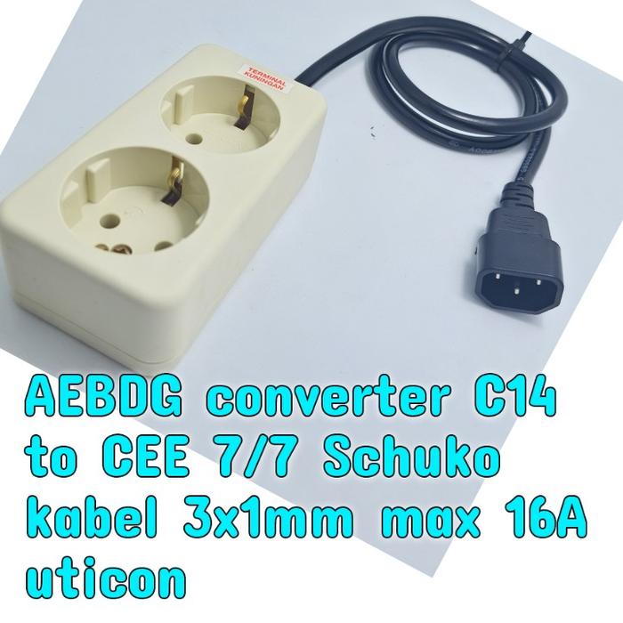 Jual Power Adapter C14 Male Untuk PDU Converter ke Socket Kaki Dua 16A ...
