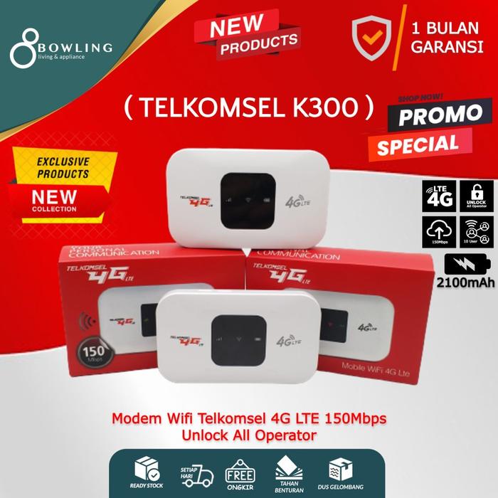 Jual Modem Wifi K300 New Telkomsel Mifi 4G LTE Unlock All Operator 150 ...