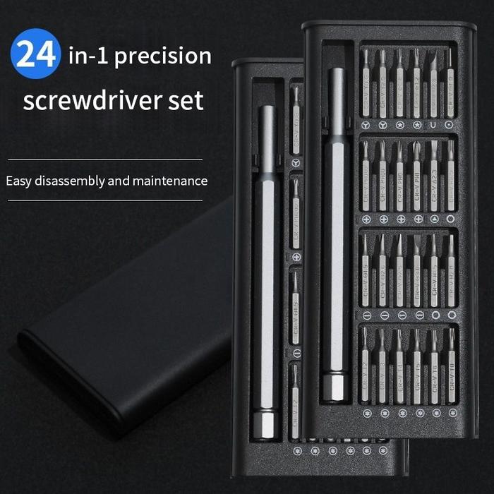 Jual OBENG SET PREMIUM MAGNETIC BITS 24 IN 1 BLACK HITAM SCREWDRIVER PC ...