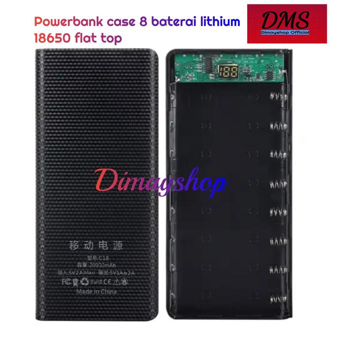 Promo power bank case 8 slot baterai 18650 flat head DIY casing ...
