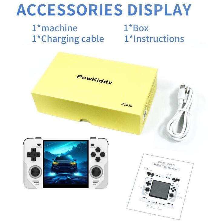 Promo POWKIDDY RGB30 Portable Retro Handheld Video Game Console Classic ...