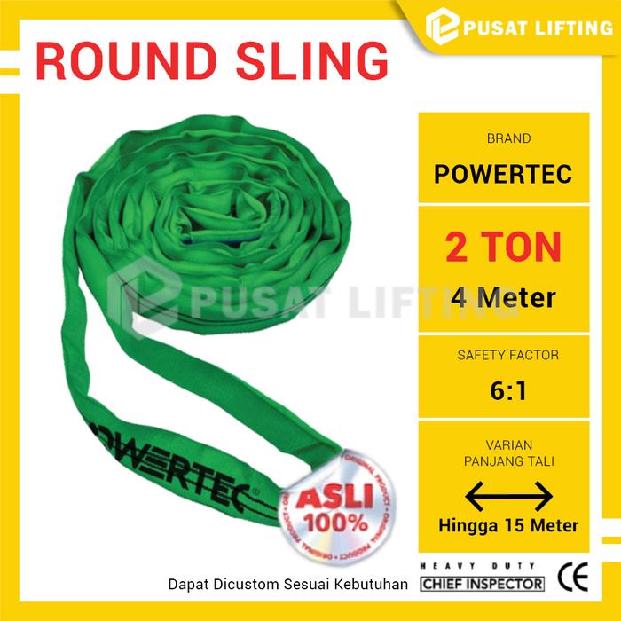 Jual Round sling / Roundsling 2 ton x 4 meter POWERTEC double jacket ...