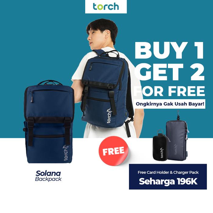 Promo Torch Tas Ransel Kuliah Kerja Sekolah Pria Wanita Backpack Solana - Biru + Pouch Cicil 0% ...