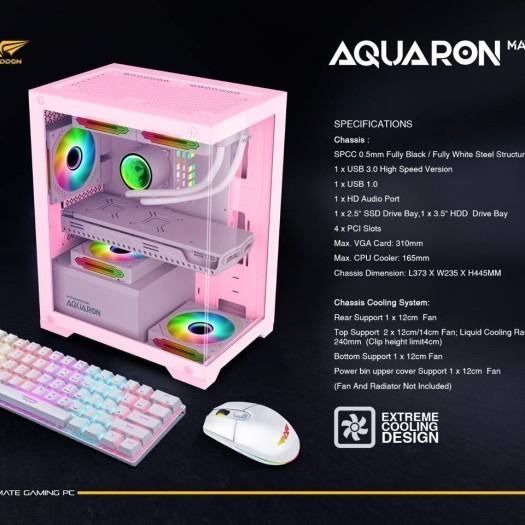 Jual PC CASE ARMAGGEDDON AQUARON + 3FAN CHROMA 12 RGB - PINK - Kota ...