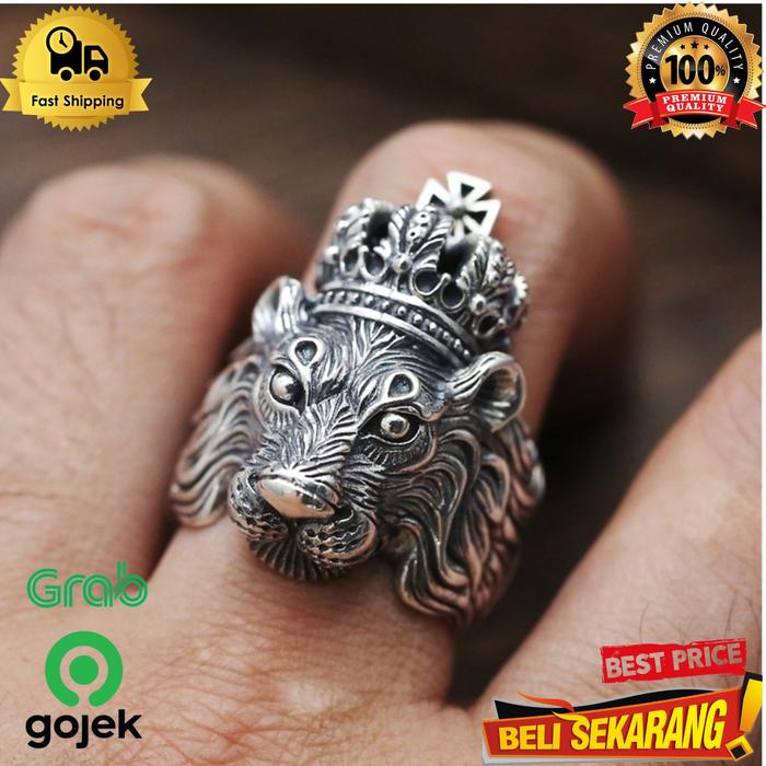 Promo Cincin singa pria lapis titanium silver adjustable macan signet C446 - Kota Surabaya ...
