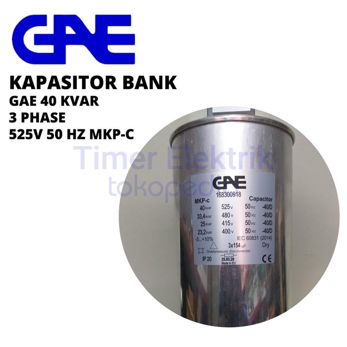 Jual Kapasitor Bank GAE 40 kvar 3 Phase 525v 50Hz MKP-c - Jakarta Pusat ...