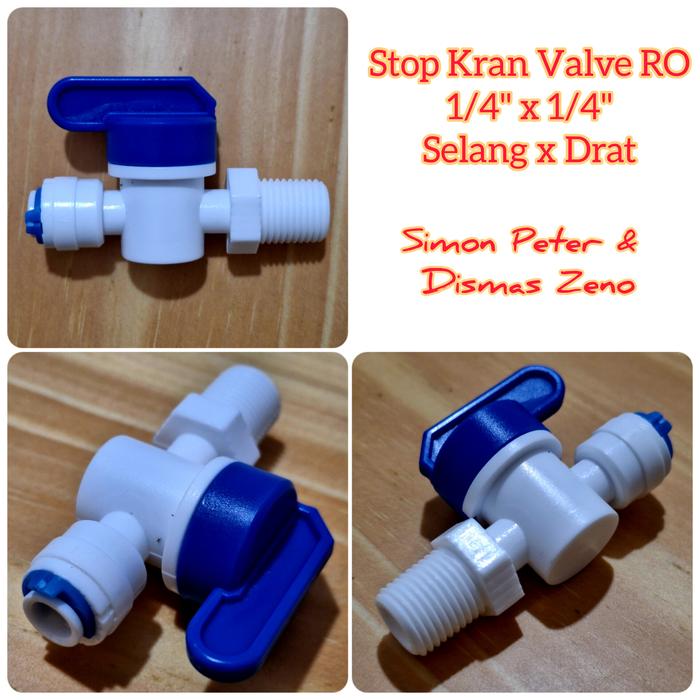 Jual Stop Kran Valve Selang RO 1/4 Tube x 1/4 Drat Luar Thread Male ...