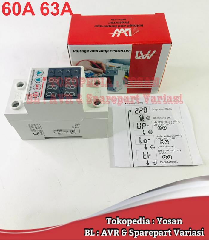 Jual ADJUSTABLE OVER /UNDER VOLTAGE OVER CURRENT PROTECTOR 60A 63A LWGQ-63N - Jakarta Barat ...