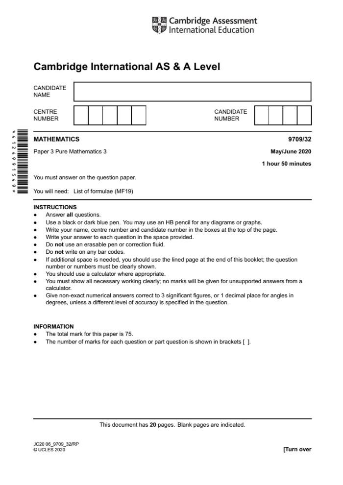 Jual A level Math 9709 2020-2023 May/June past papers and mark schemes ...