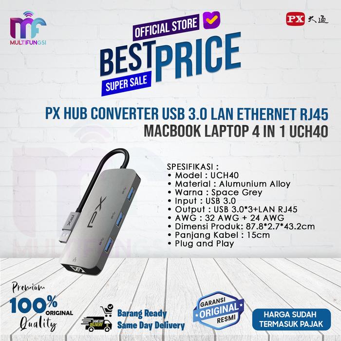 Jual PX Hub Converter USB 3.0 LAN Ethernet RJ45 Macbook Laptop 4 in 1 ...