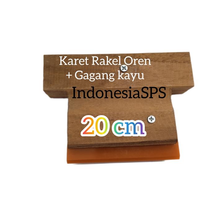 Jual Karet sablon Rakel 20 cm Orange +Gagang kayu basis thiner M3 M4 ...