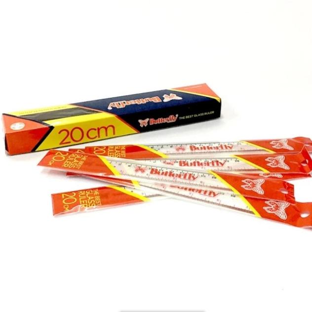 Jual penggaris pendek 20 cm butterfly alat ukur jidar plastik 20cm ...