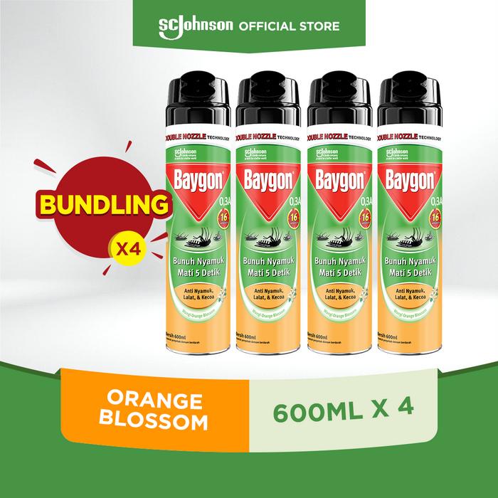 Jual Baygon Aerosol Orange Blossom 600ml X4 - Anti Nyamuk & Serangga ...