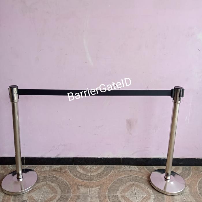 Jual Tiang Pembatas Antrian Stainless kualitas Premium + Tali Pita 2 ...