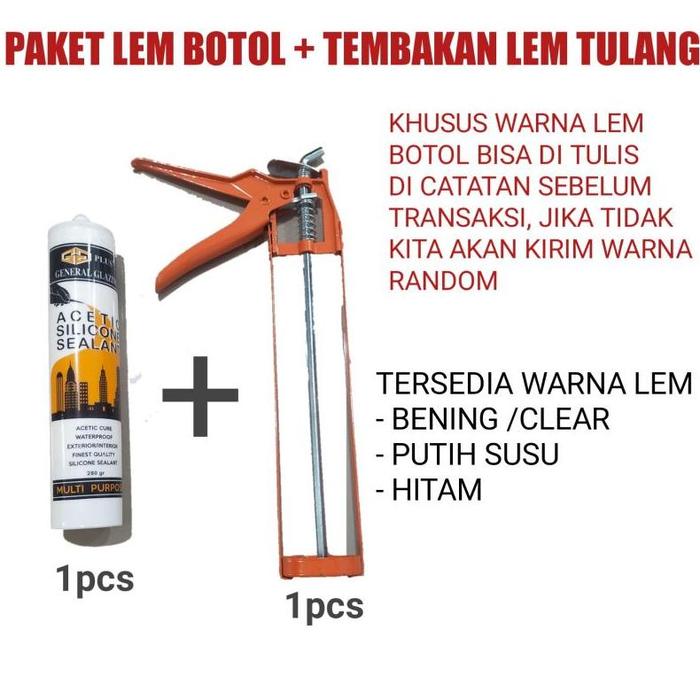 Jual Tembakan Lem Tulang Lem Kaca Sealant + Lem Botol 1 - Clear+Tulang - Kota Tangerang Selatan ...