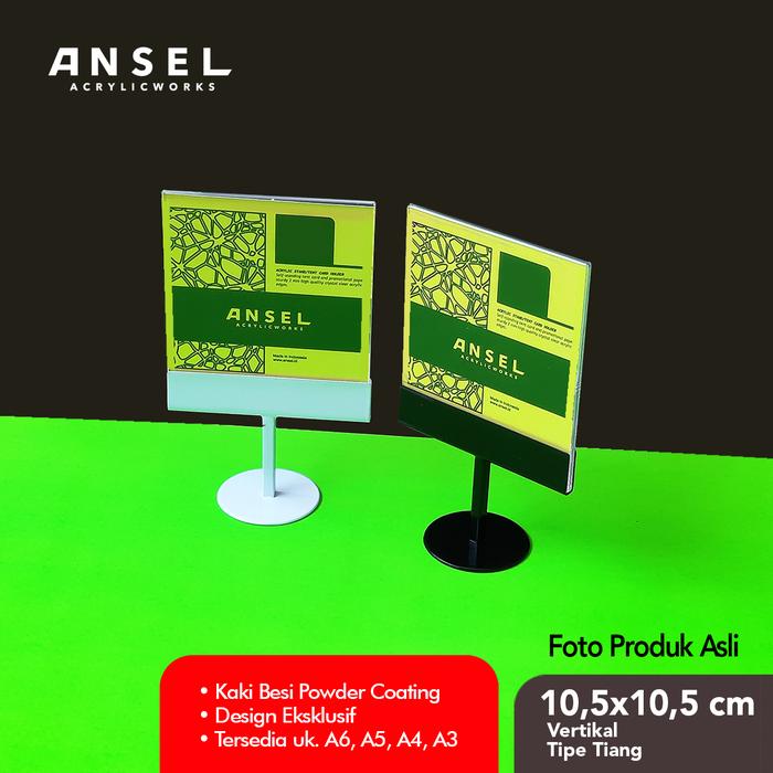 Promo ANSEL Tent Card Akrilik Besi / Tiang Persegi 10,5x10,5 cm / Nomor ...