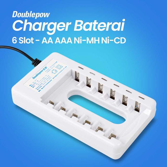 Jual Charger Baterai 18560 AA AAA Ni-MH Ni-Cd 6 Slot Universal 5 Volt ...