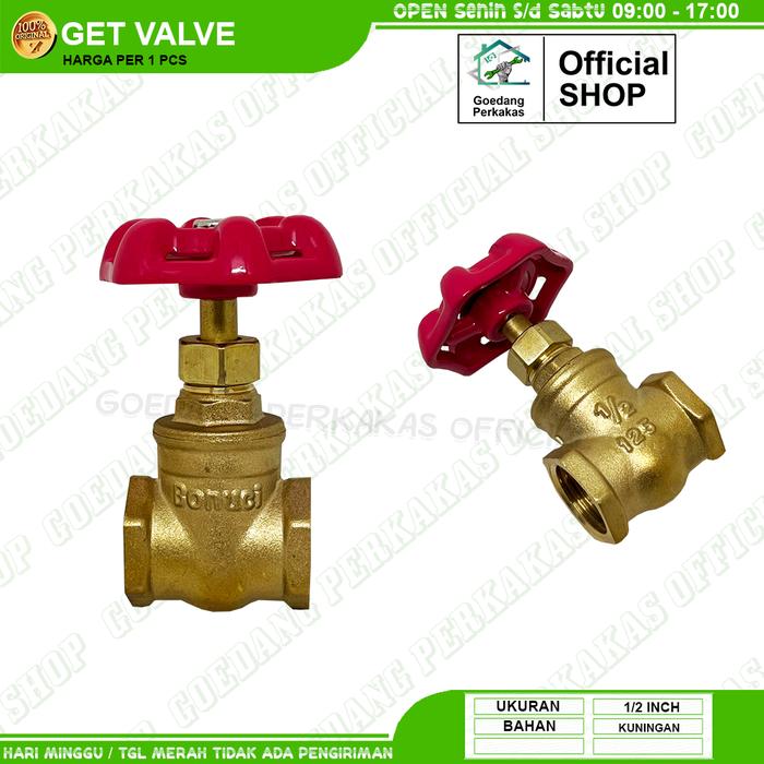Jual Gate Valve Kuningan 1/2 Inch Stop Kran Drat Dalam Bonuci - Jakarta Utara - Goedang Perkakas ...