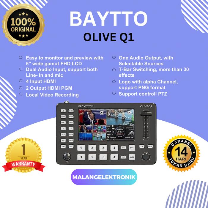 Jual BAYTTO Q1 VIDEO SWITCHER 4CH FULL HD 5 INCH FOR STREAMING RECORDING - Kota Malang ...