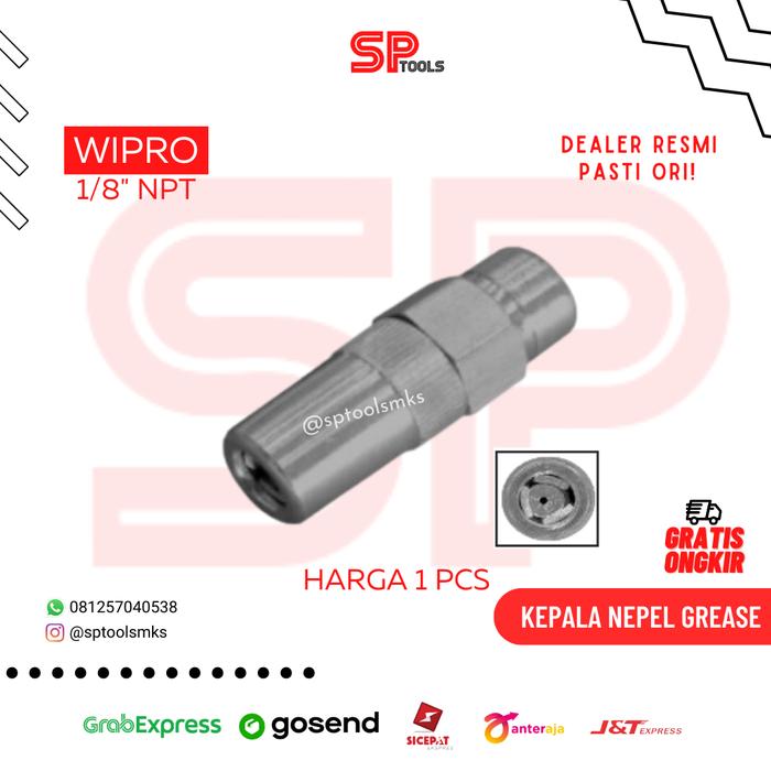 Jual KEPALA NAPLE NEPEL NEPPLE SELANG GEMOK GEMUK GREASE 1/8" NPT WIPRO ...