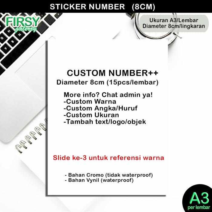 Jual Sticker Nomor Bulat 8CM, Label Angka Besar, Stiker Angka Penomoran ...