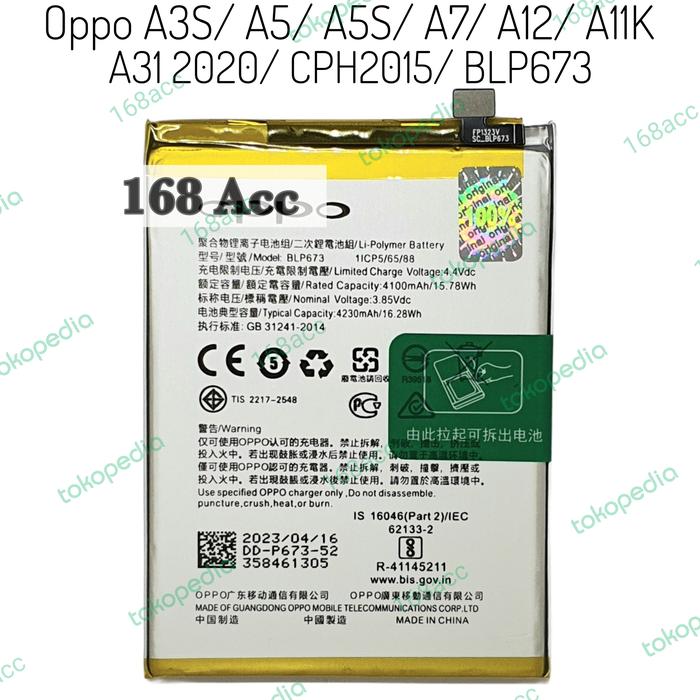 Jual Baterai Batre Oppo BLP673 A3S A5 A5S A7 A12 A11K Realme 2 Realme ...
